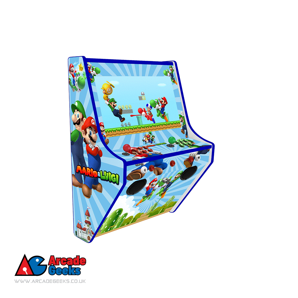 Wall Mounted 2 Player Arcade Machine - Mario & Luigi Theme - Arcade Geeks